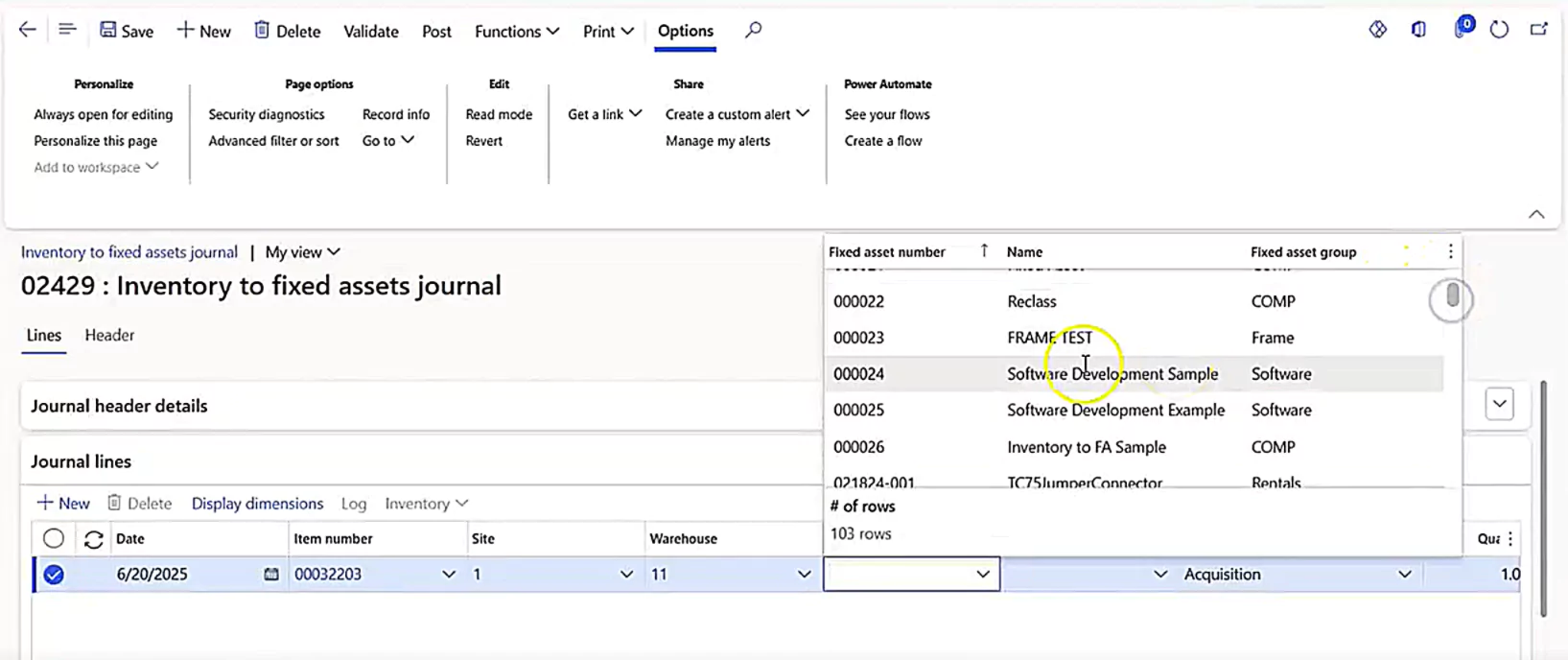 Moving an inventory item to Fixed Assets in D365 Finance and Operations ...